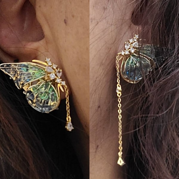 Handmade Creative Earring Multi-color Butterfly Earrings Pearl Wing ...