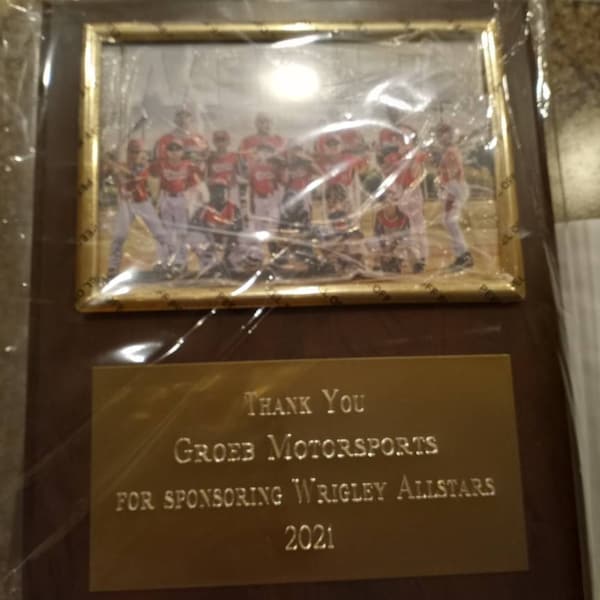 Team/sponsor Photo Award Plaque 8x10 Board With 4x6 Picture Frame FREE ...