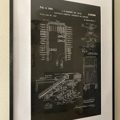 ENIAC First Programmable Computer Mainframe Geek Nerd Patent Print Art ...
