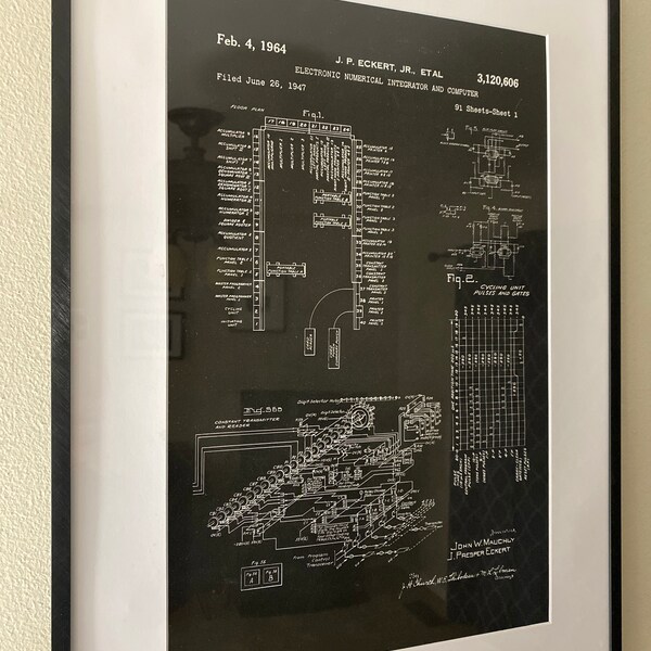 ENIAC First Programmable Computer Mainframe Geek Nerd Patent Print Art ...