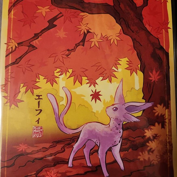 Sunny Day Espeon Pokemon Print | Poster | Pokemon | Decor | Ukiyoe ...