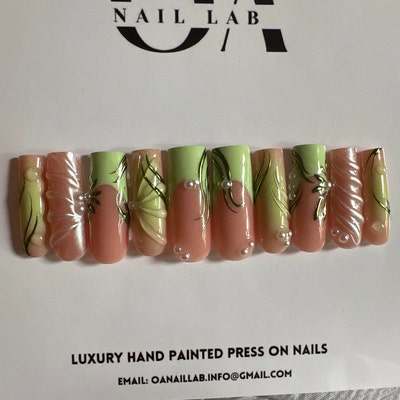 0A042 Black French Tip 3d Crocodile Design Press on Nail Glue Included ...