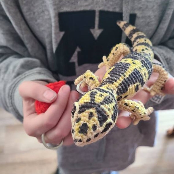 Leopard Gecko Plush, Crocheted Remember Replica, Custom Stuffed Animal ...