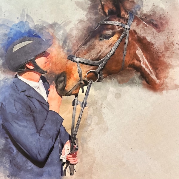 Custom Horse Watercolour,, Custom Drawing Horse Portrait From Photo ...