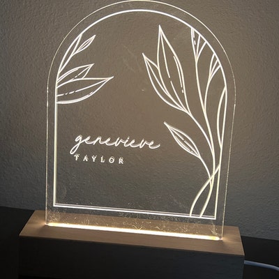 Personalized Acrylic Night Light Boho Night LED Light Kids Bedroom ...