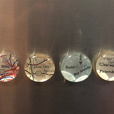 Custom Vintage Map Magnets, Set, You Pick the Locations, Map Gifts ...