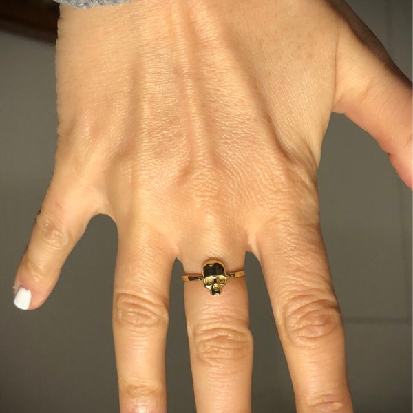 Skull Ring, 14K Solid Gold Skull Ring, Skull Engagement Ring, Gothic ...