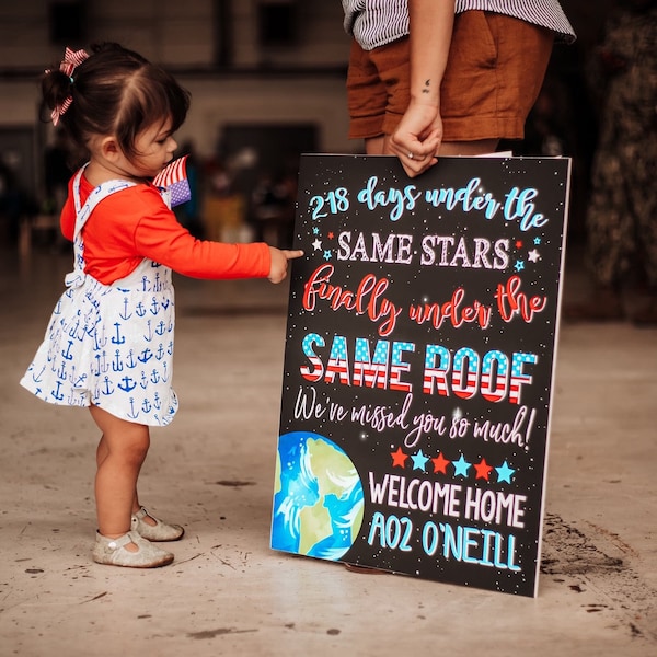 Welcome Home Wife Spouse Husband Sign Template Same Stars Homecoming ...