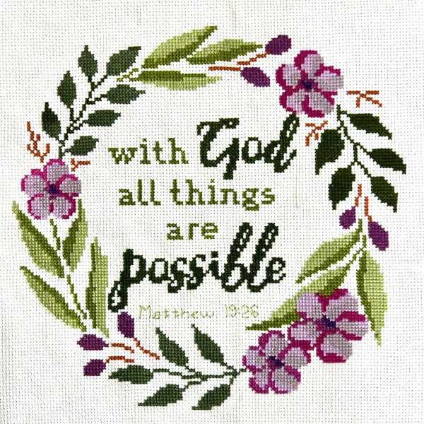 Christian Cross Stitch Pattern, Bible Verse Modern Embroidery, Floral ...