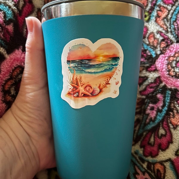 Ocean Sunset Sticker, Beach Sticker Pack, Make Waves Decal, Retro ...