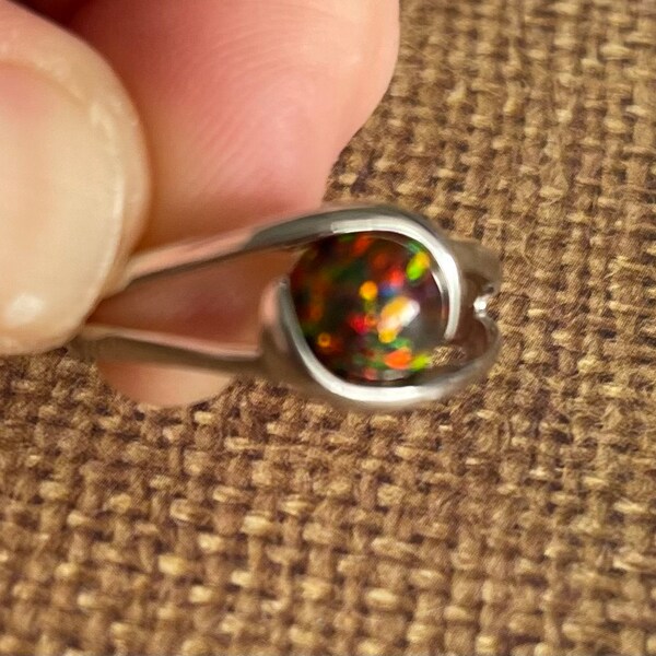 Interchangeable Marble Ring With 8mm Syn. Black Opal - Etsy