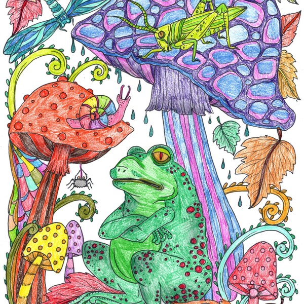 Fall Frog and Friends Coloring Page, Pdf, Digital, Fun Fall Coloring ...