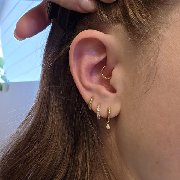 16G Titanium Orbital Piercing Rose Gold Cute Conch Helix Earring ...