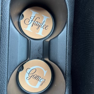 Monogram Car Coasters, Personalized Car Cup Holder Coasters - Etsy
