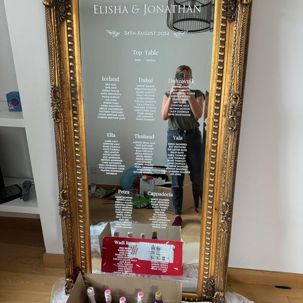 Mirror Wedding Table Plan • Mirror Seating Chart • Full Length • Vinyl ...