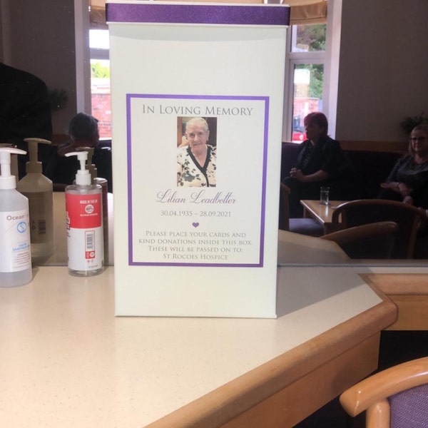 Personalised Funeral Memorial Donations Collection Card Post Box and ...