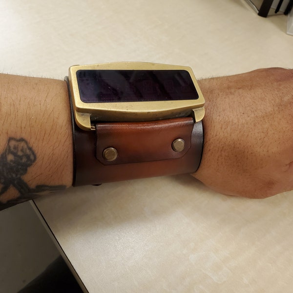 Wide Watch Cuff, 22mm Strap Leather Men's Custom Strap, Big Large ...