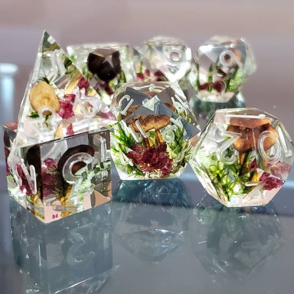 Polyhedral Dice Set Rpg Dice Dnd Dice With Real Mushrooms D&D Dice ...