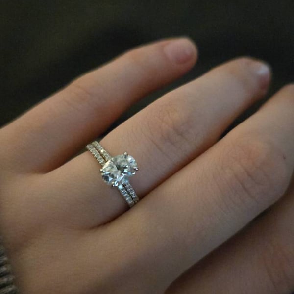 Simple Wedding Ring Set, Minimalist Engagement Ring & Wedding Band for ...