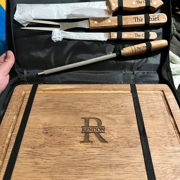 Personalized Grill Set, Laser Engraved BBQ Tools With Carrying Case, Custom Grilling Gift, Large ...