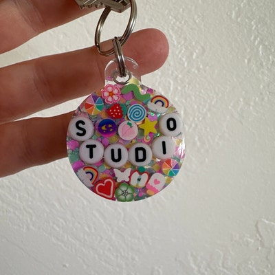 Personalized Resin Dog, Cat, Pet ID Tags With Letter Beads, Custom Key ...