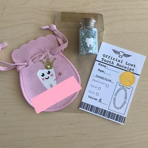 Personalised Tooth Fairy Bag and Bottle, Personalised Pink Velvet Pouch ...