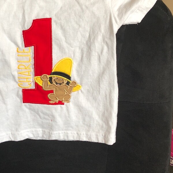 Curious George Hat Birthday 1 Applique Embroidery Design - Instant ...