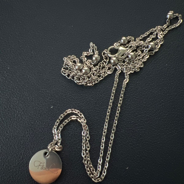 Engraved Layer Disc Necklace, Double Strand Name Disc Necklace, Custom ...