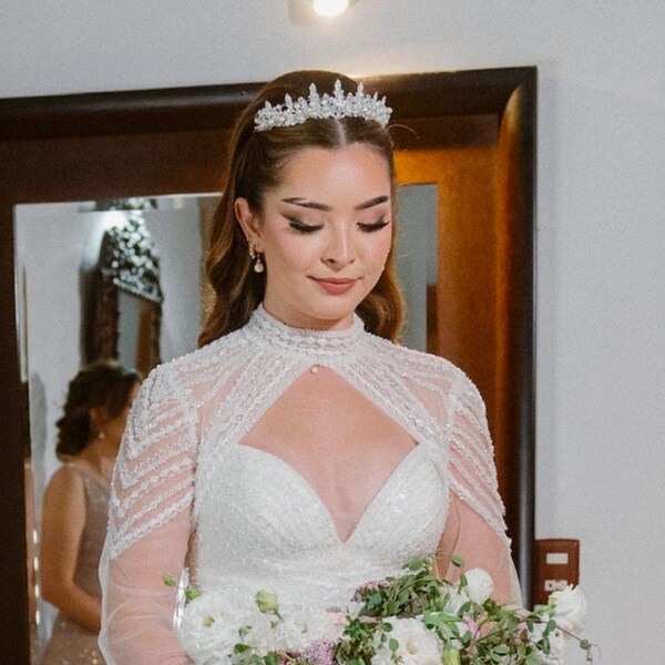 Princess Bridal Crown Crystal Beads Embroidered,bridal Crown,2023 New ...