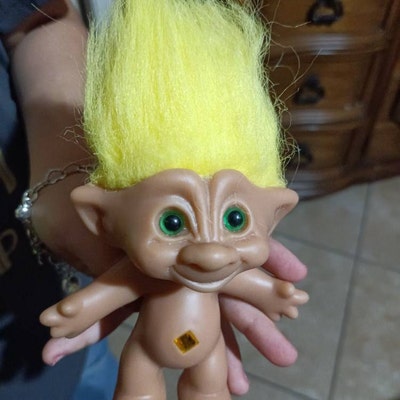 Vintage Ace Novelty Treasure Troll Doll, Red Hair, Red Diamond Jewel ...