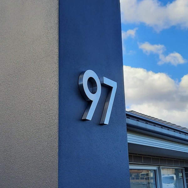 Laser Cut Stainless Steel House Numbers - 8 Inch Custom Metal Sign - Etsy