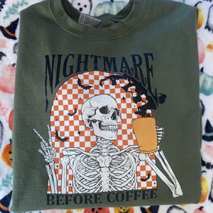 Funny Halloween Sweatshirt, Skeleton Halloween Shirt Coffee Fall Shirt ...