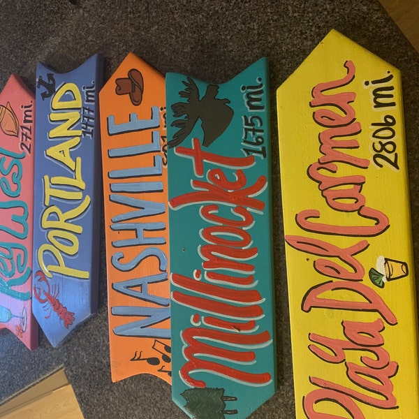 5 + Custom Directional Arrow Signs,personalized Outdoor Destination ...