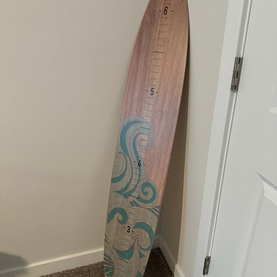 Seaside Series Surfboard Growth Chart White Wave Wooden Height Chart ...