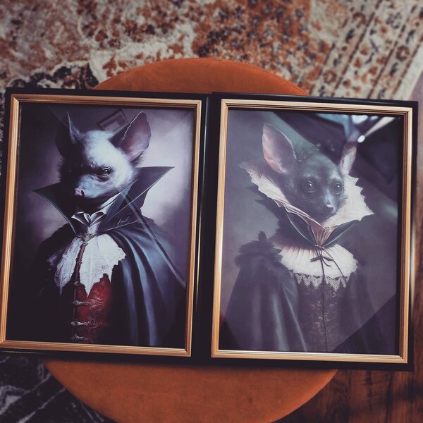Gothic Bat in Dress, Vintage Poster, Art Poster Print, Home Decor ...
