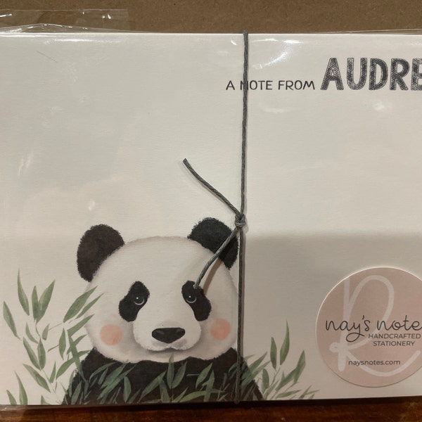 Panda Note Cards Folded Panda Note Cards Personalized Panda Stationery ...