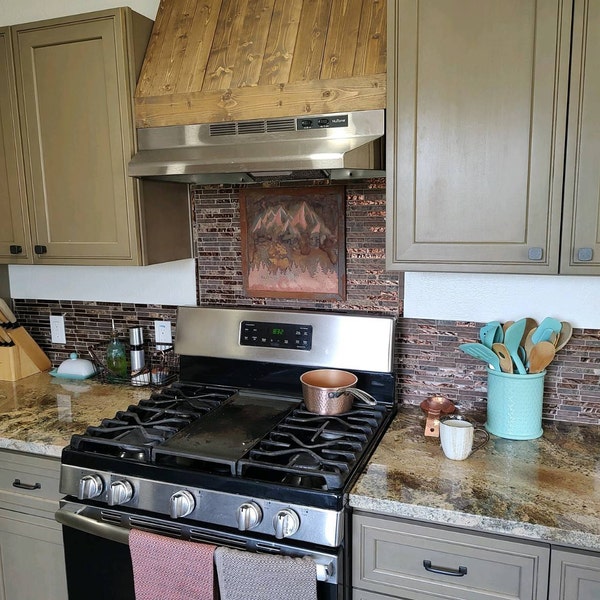 Kitchen Backsplash With Copper State, Rusted Metal Backsplash Tile ...