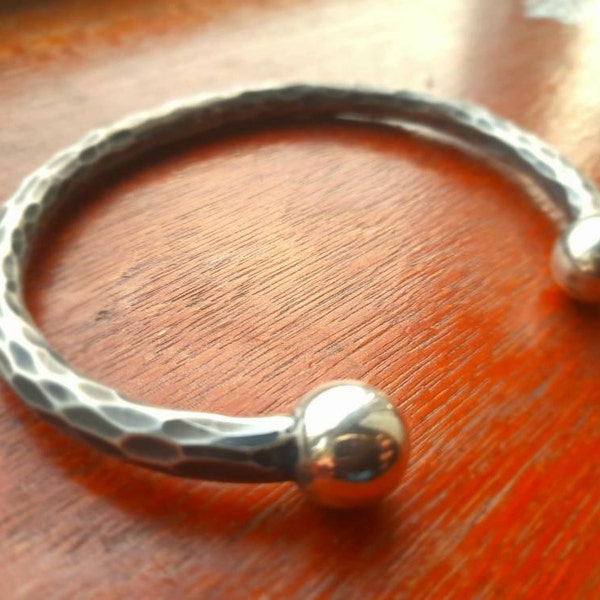 Men's Gent's Sterling Silver Highly Polished Design Torque Bangle, 50g ...