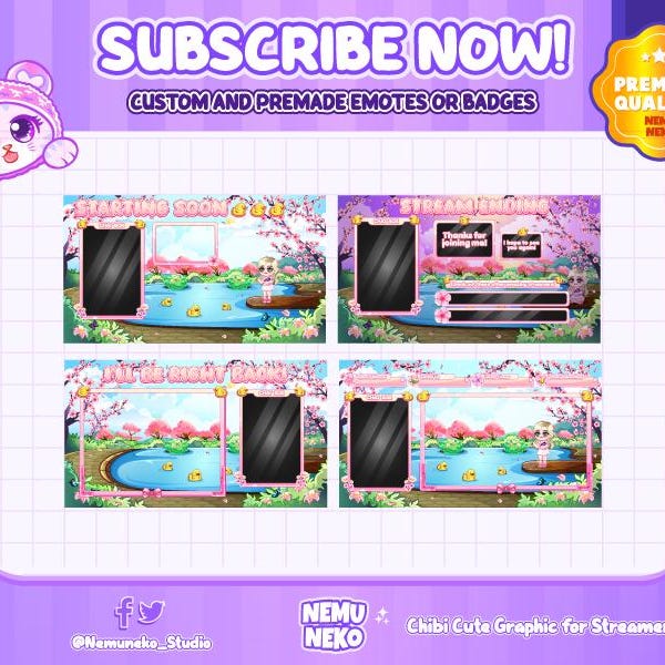 Custom Cute Stream Overlay Package / Twitch Overlay Commissions ...