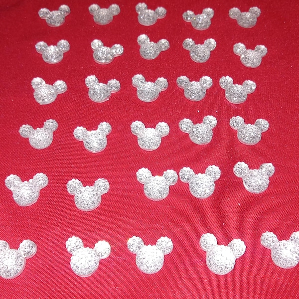 30 Silver Glitter Rhinestone Minnie Mouse Mickey Mouse Inspired Head ...