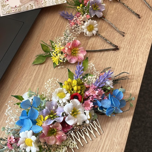 Wildflower Hair Comb Romantic Bridal Hair Comb Boho Wedding Accessories ...