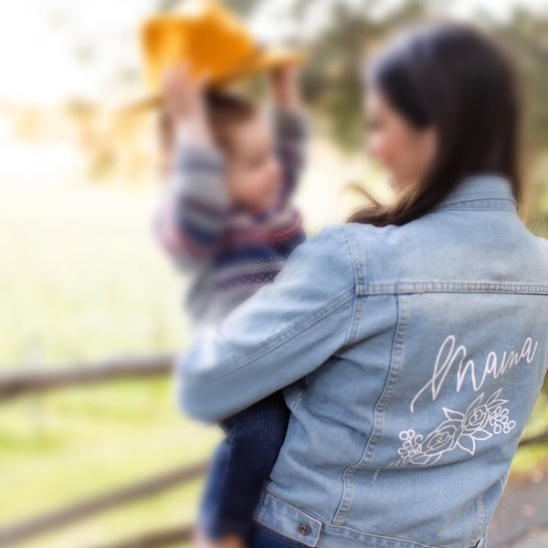 MAMA Jacket - Mom Jean Jacket - Mama Denim Jacket New Mom Gift Baby ...
