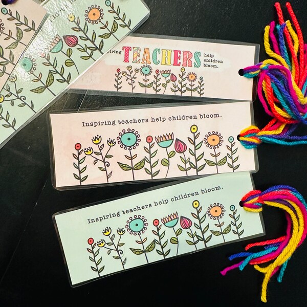 5 TEACHERS Bookmark Designs • Floral - Help Students Bloom • Includes 2 ...