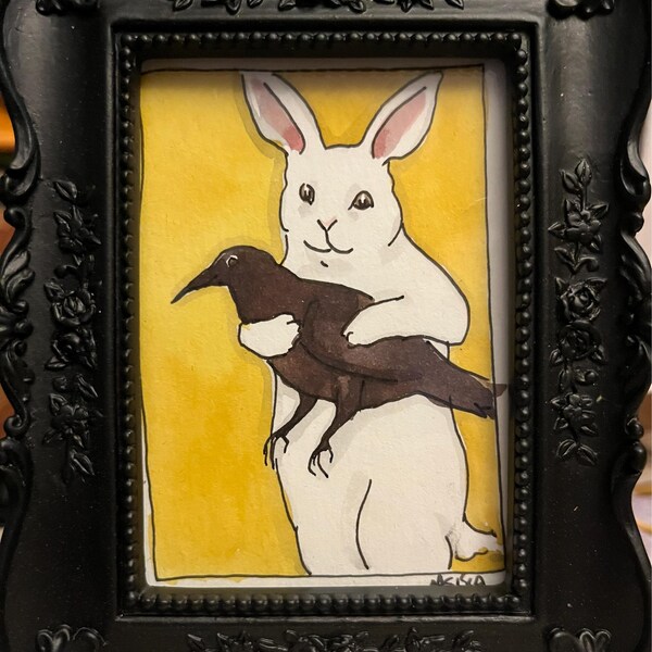 Large Print Dancing Rabbits Fine Art Rabbit Painting Print, Wedding ...