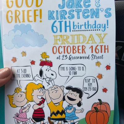 PEANUTS BIRTHDAY INVITATION Charlie Brown Birthday Party Invitation - Etsy