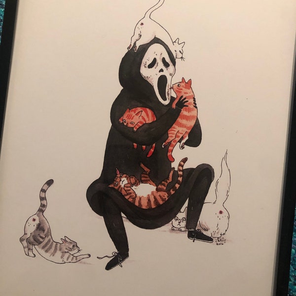 Screams and Purrs - 8x10" Horror Cats Print - Etsy