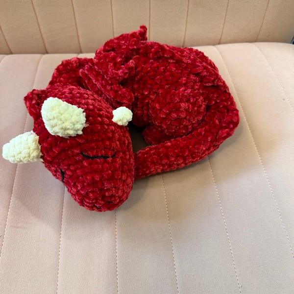 LARGE Curled up Sleeping Dragon Crochet Digital Pattern - Amigurumi ...