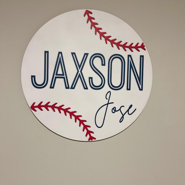 Baseball Nursery Name Sign, Round Name Sign, Sports Nursery, Boy Name ...