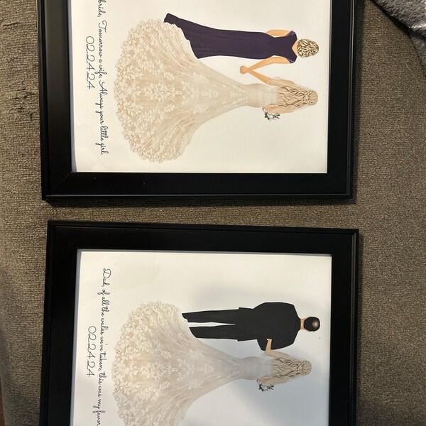 Personalized Bride and Dad Portrait Art PRINT | Father of the Bride ...
