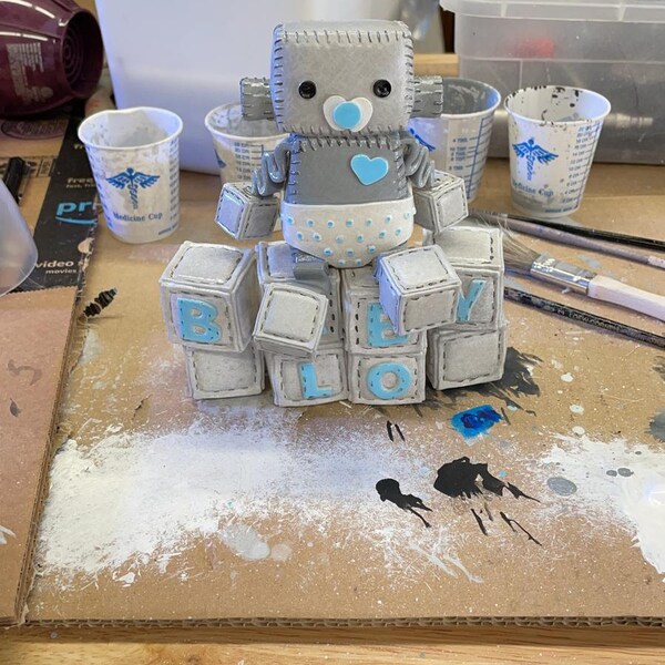 Baby Robot in a Diaper With Pacifier Pick Boy or Girl - Pink, Blue ...